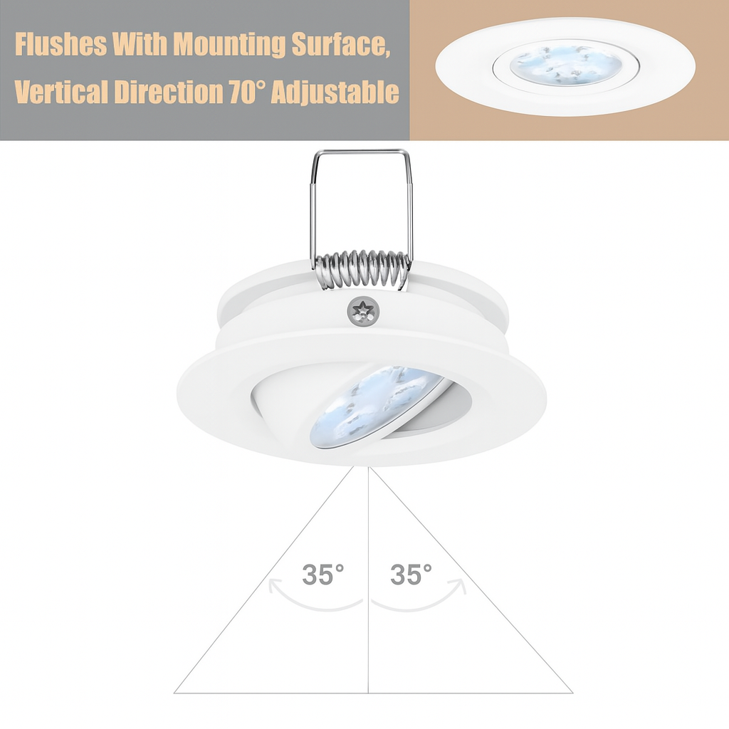 White Swivel Recessed Downlight Cool White (2 Pack) – Campervan Builders