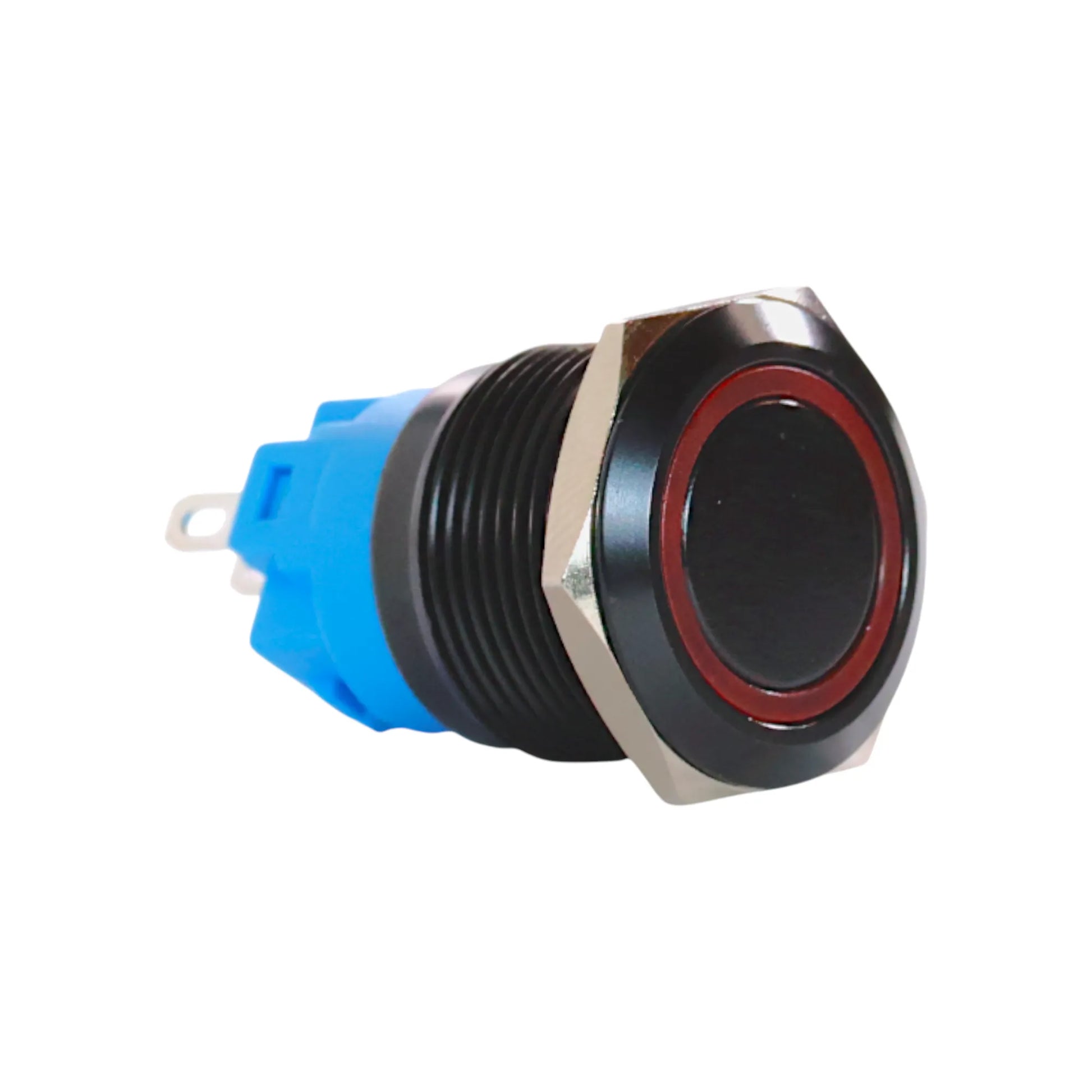 22mm LED Push Button Red Switch Anodised Black 12–24v – Campervan Builders