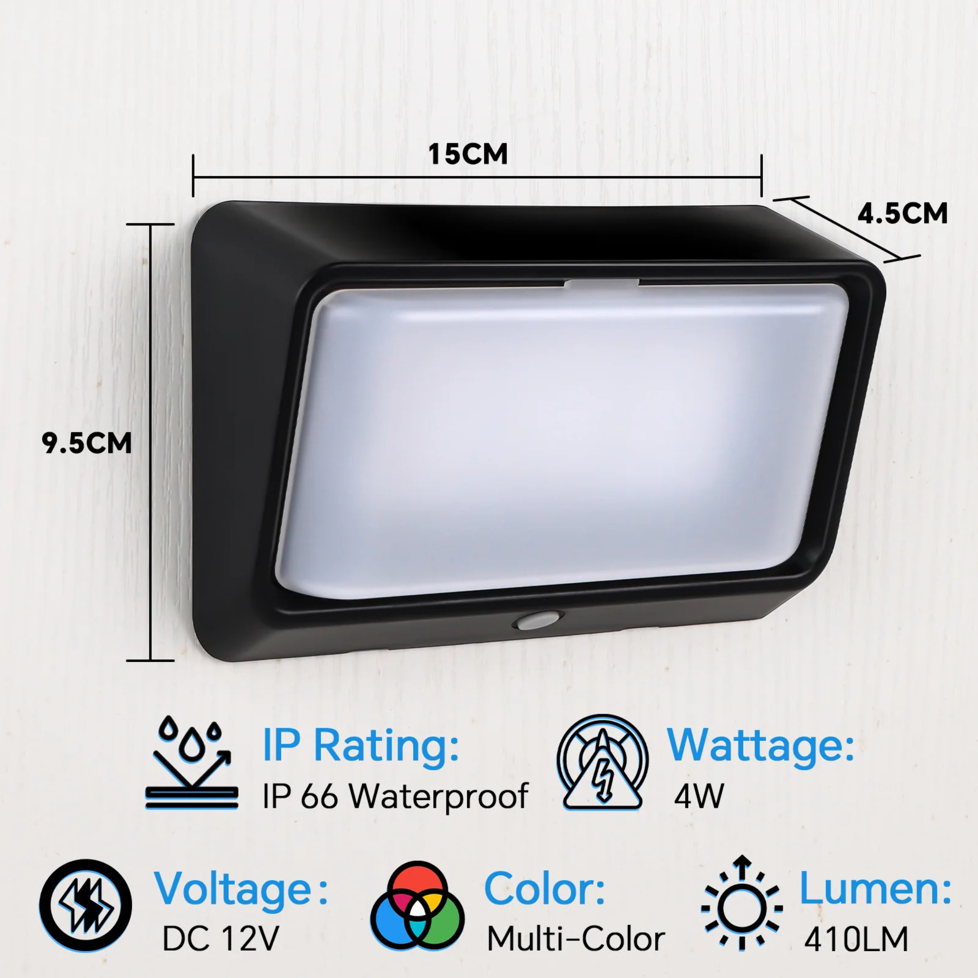 3-Color Caravan Porch Light Black 12V – Campervan Builders