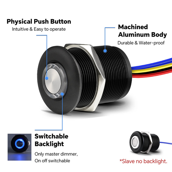 Premium Black Aluminum LED Dimmer Switch for 12V RV, Boat – Campervan ...