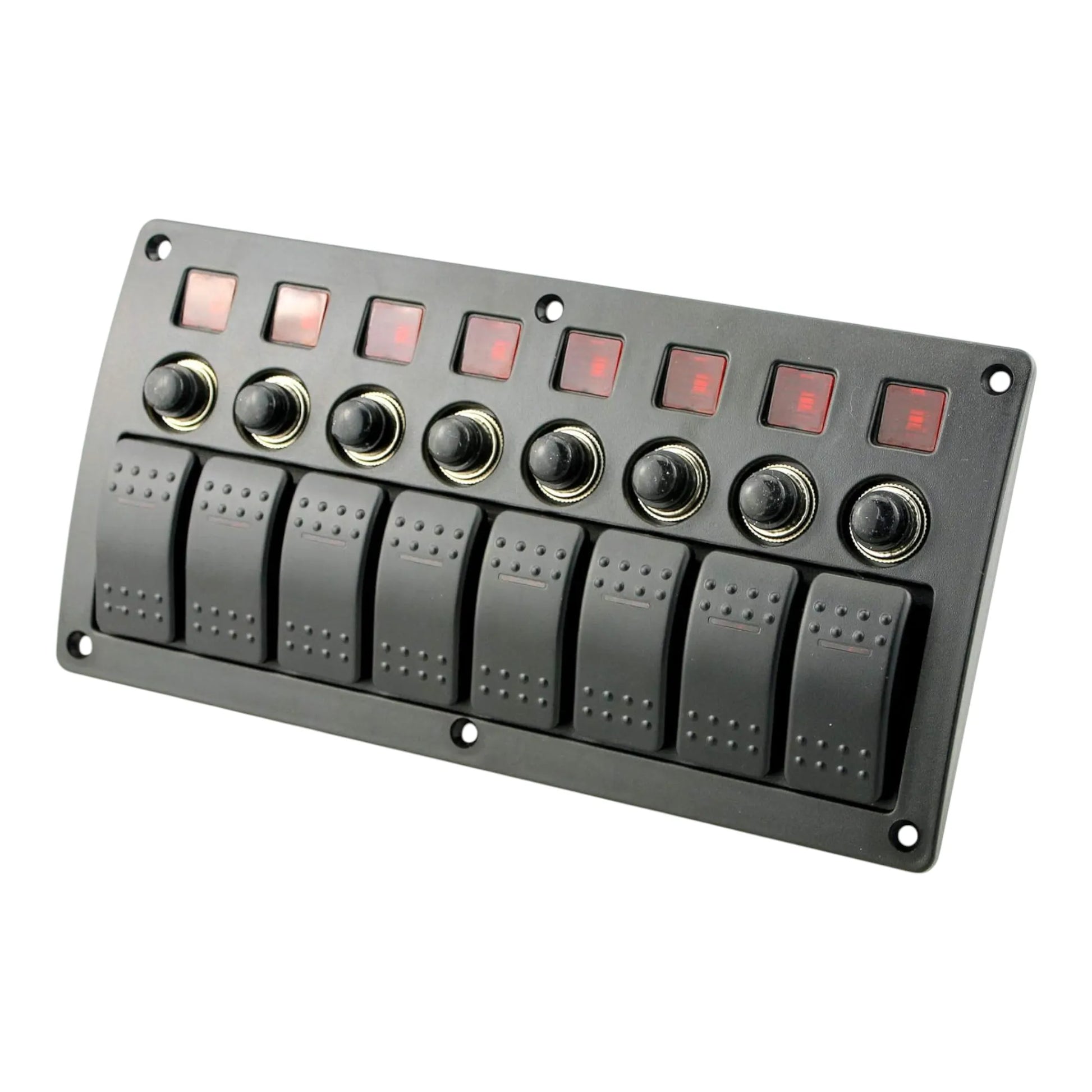 8 Way Rocker Switch Panel with Circuit Breakers (Red LED) – Campervan ...