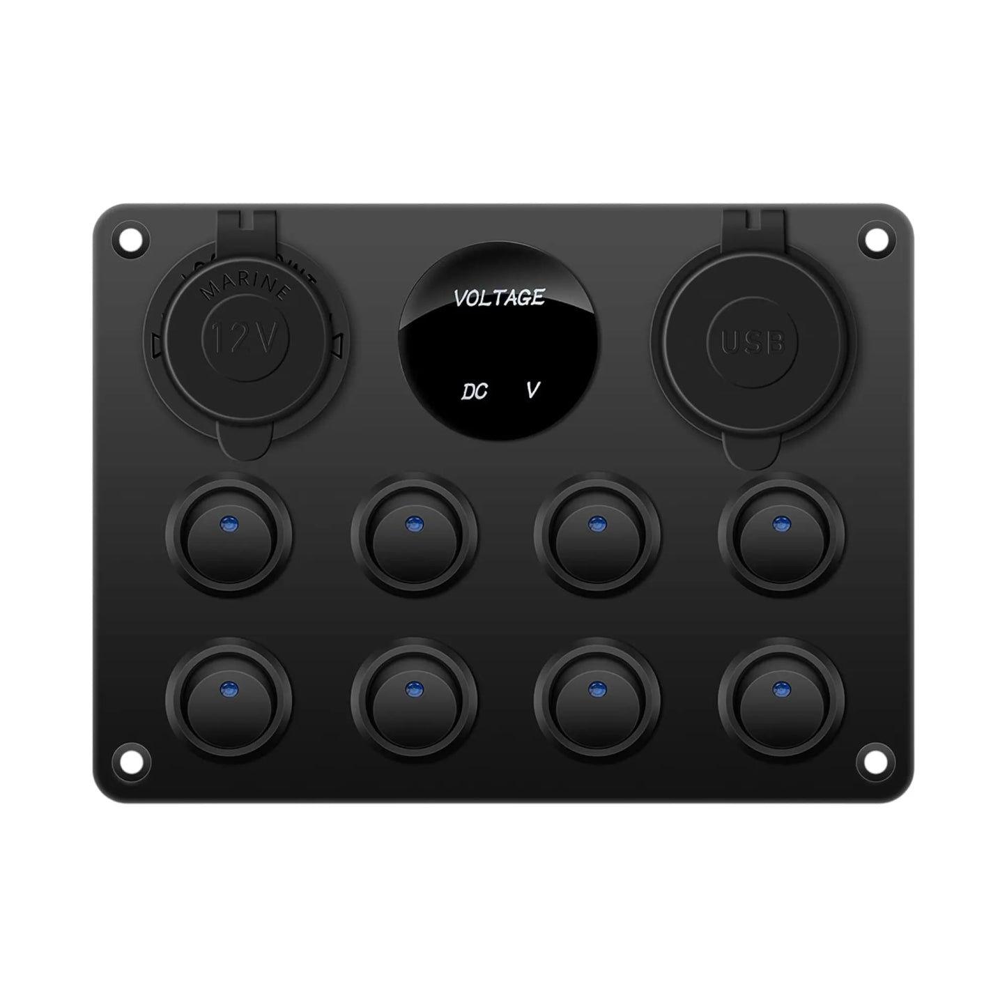 8-Way Rocker Switch Panel with USB, Voltmeter & 12V Socket – Campervan ...