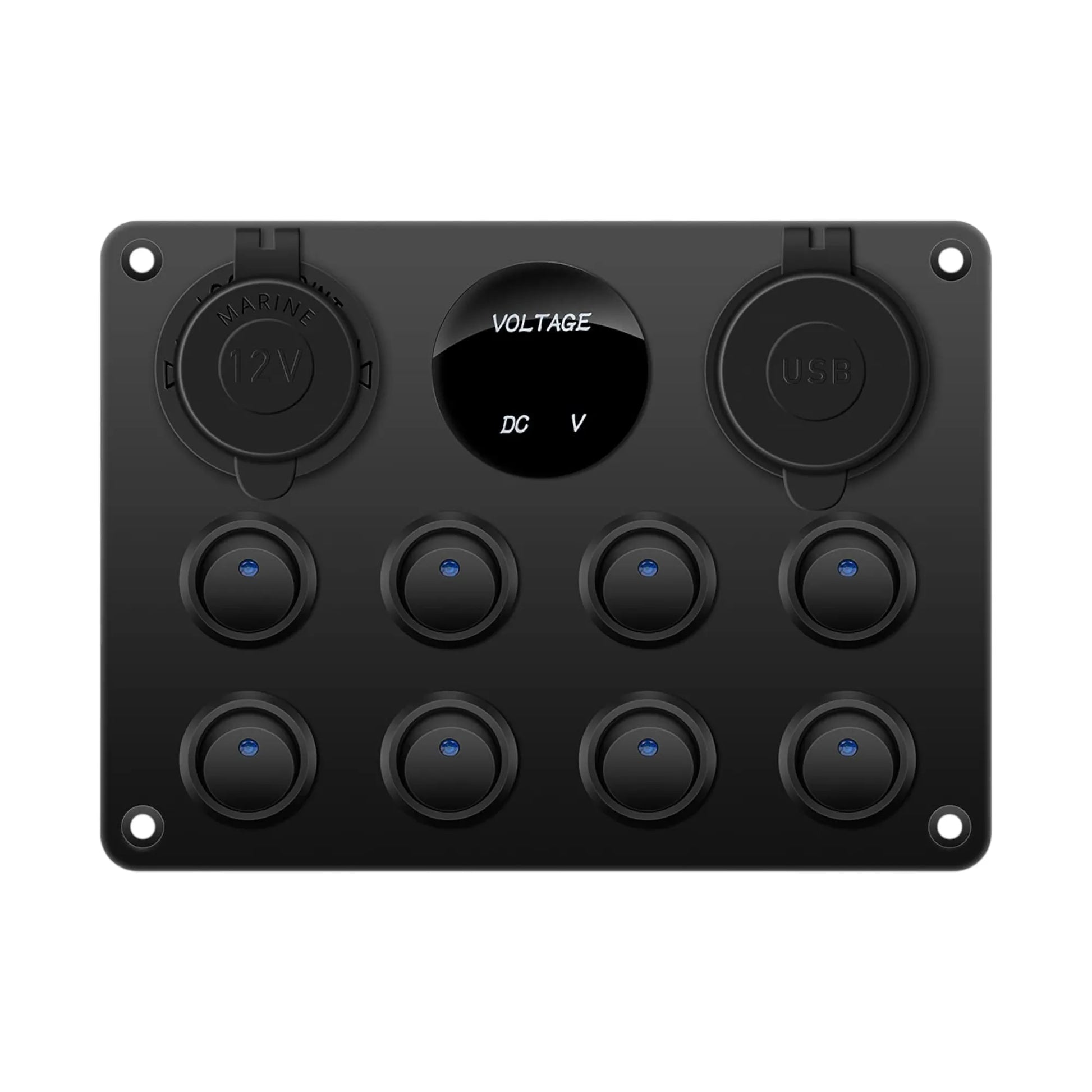 8-Way Rocker Switch Panel with USB, Voltmeter & 12V Socket – Campervan ...