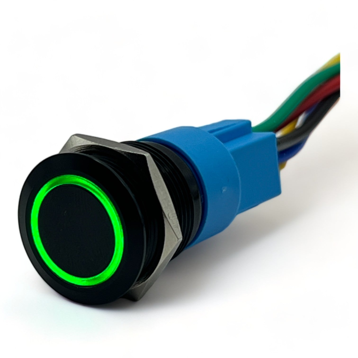 19mm Latching LED Push Button Switch | Anodized Black | 12-24V ...