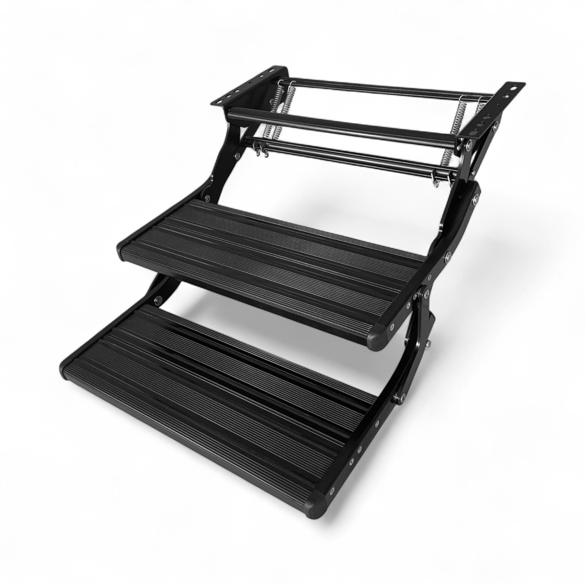 Black Double Manual LED Caravan Step | 12 V Bolt-On Dual RV Step ...