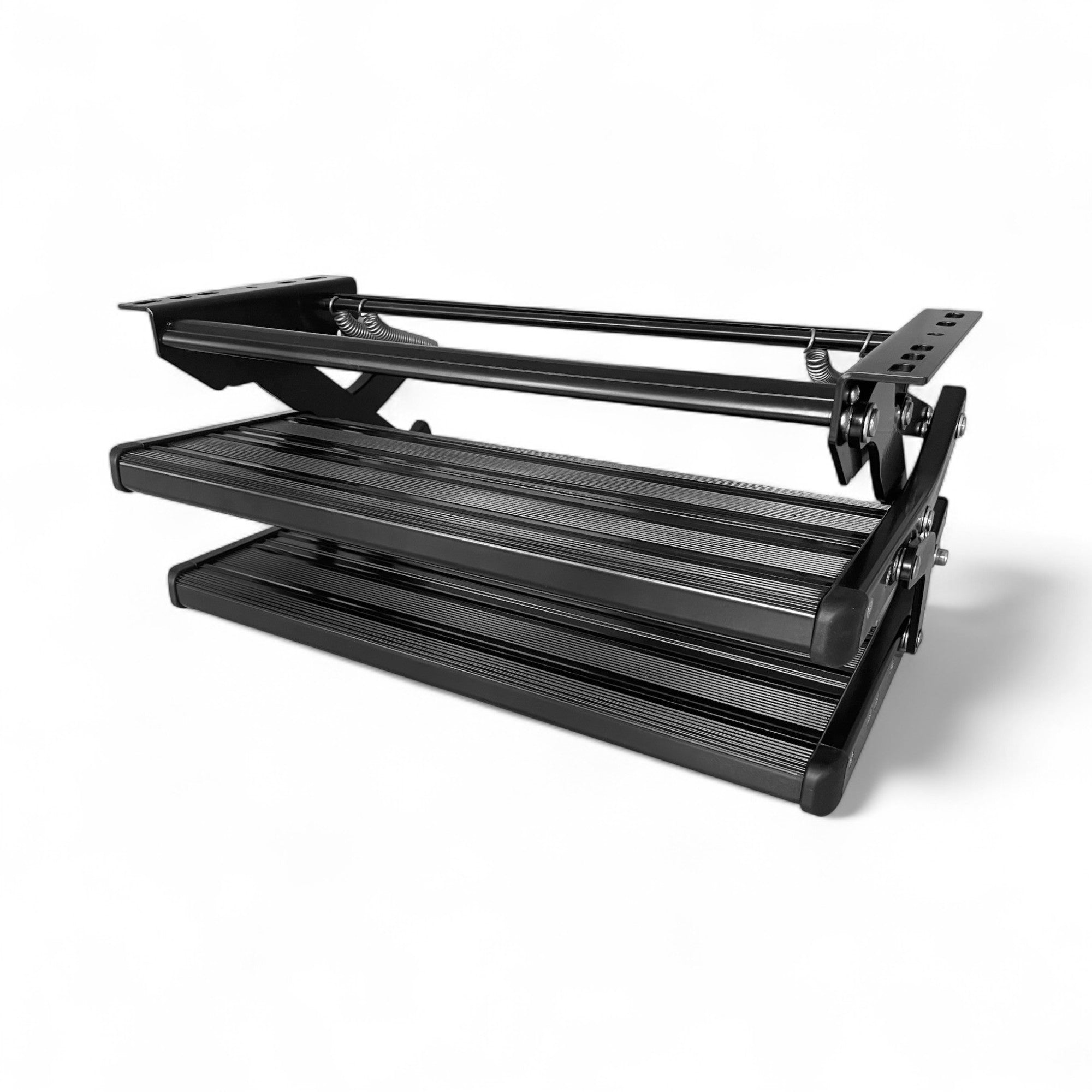 Black Double Manual LED Caravan Step | 12 V Bolt-On Dual RV Step ...