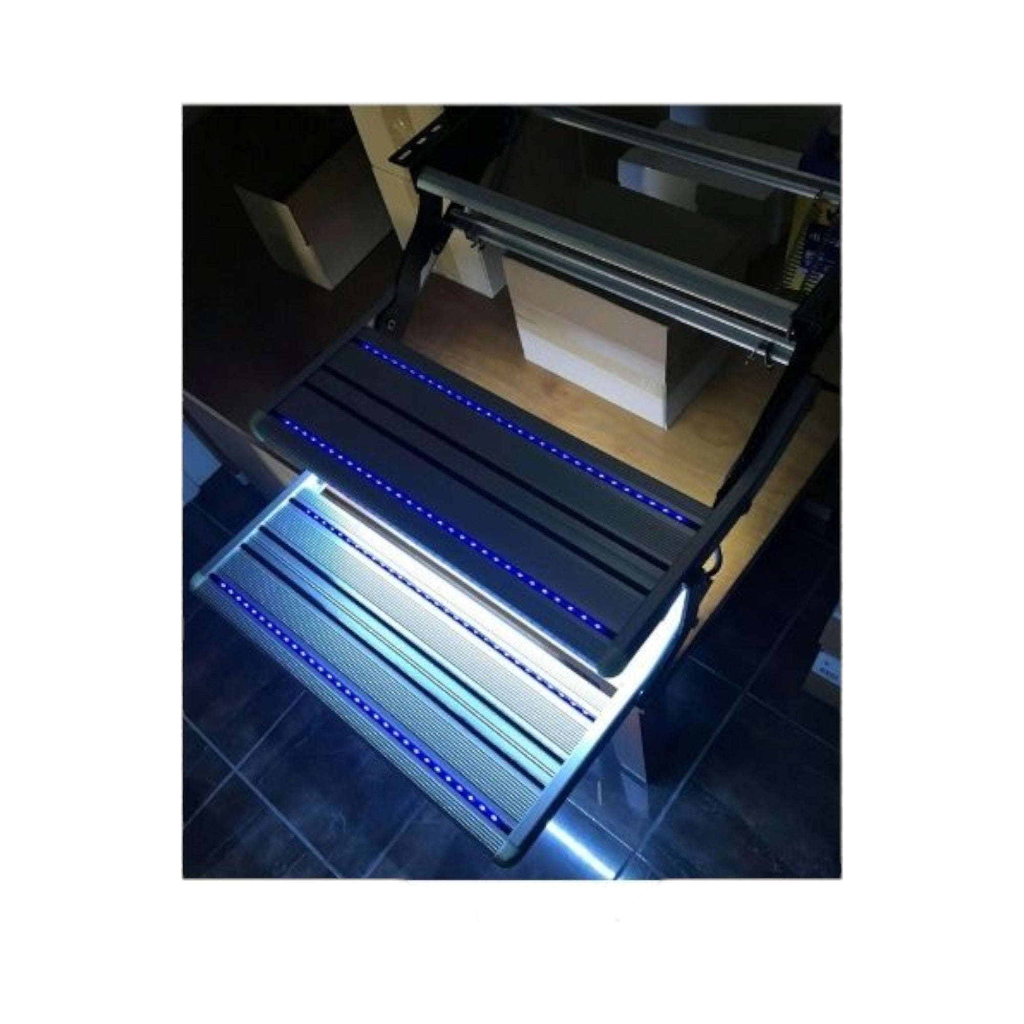 Black Double Manual LED Caravan Step | 12 V Bolt-On Dual RV Step ...