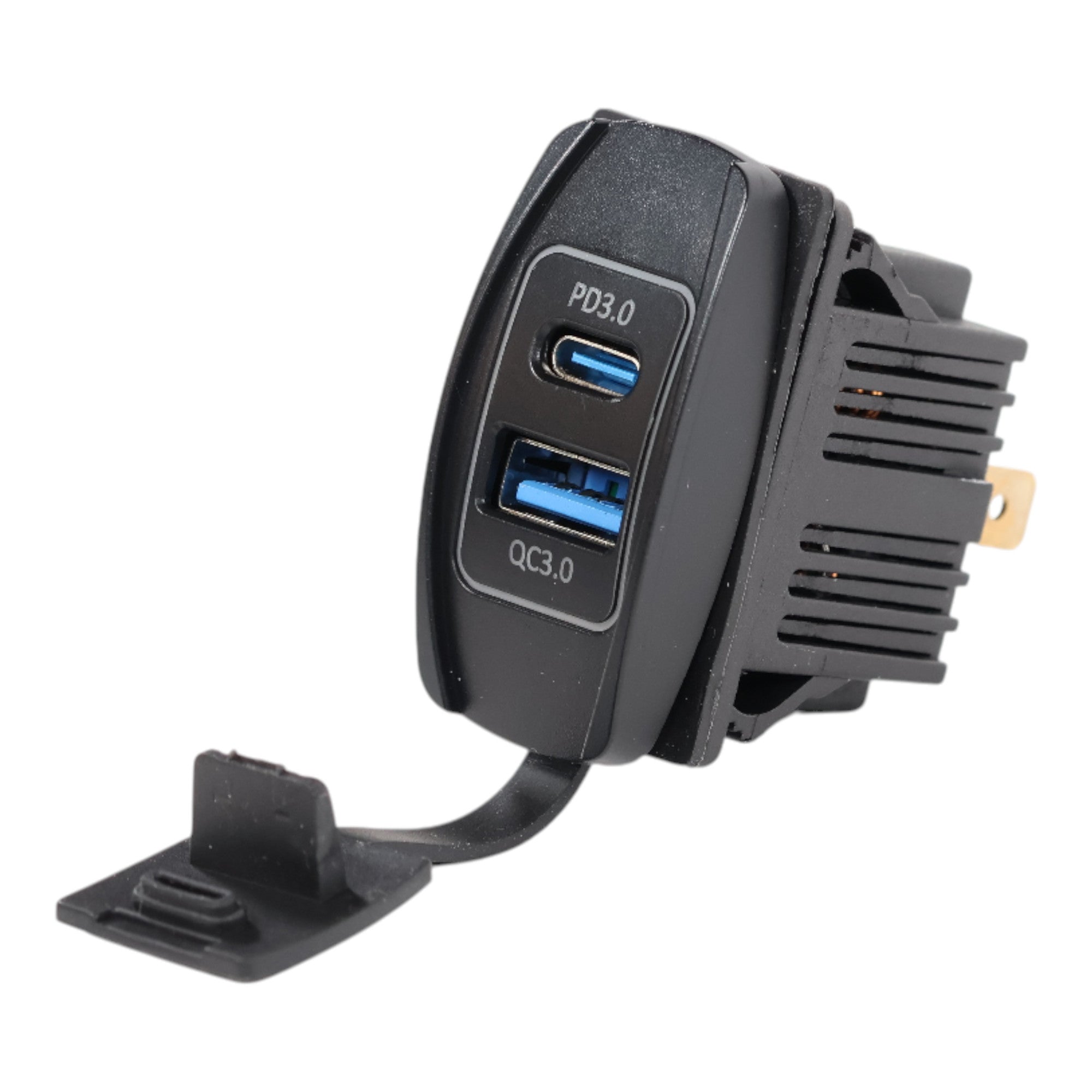 Rocker Switch USB-A + USB-C Charger – Blue LED – 12–24V – Campervan ...