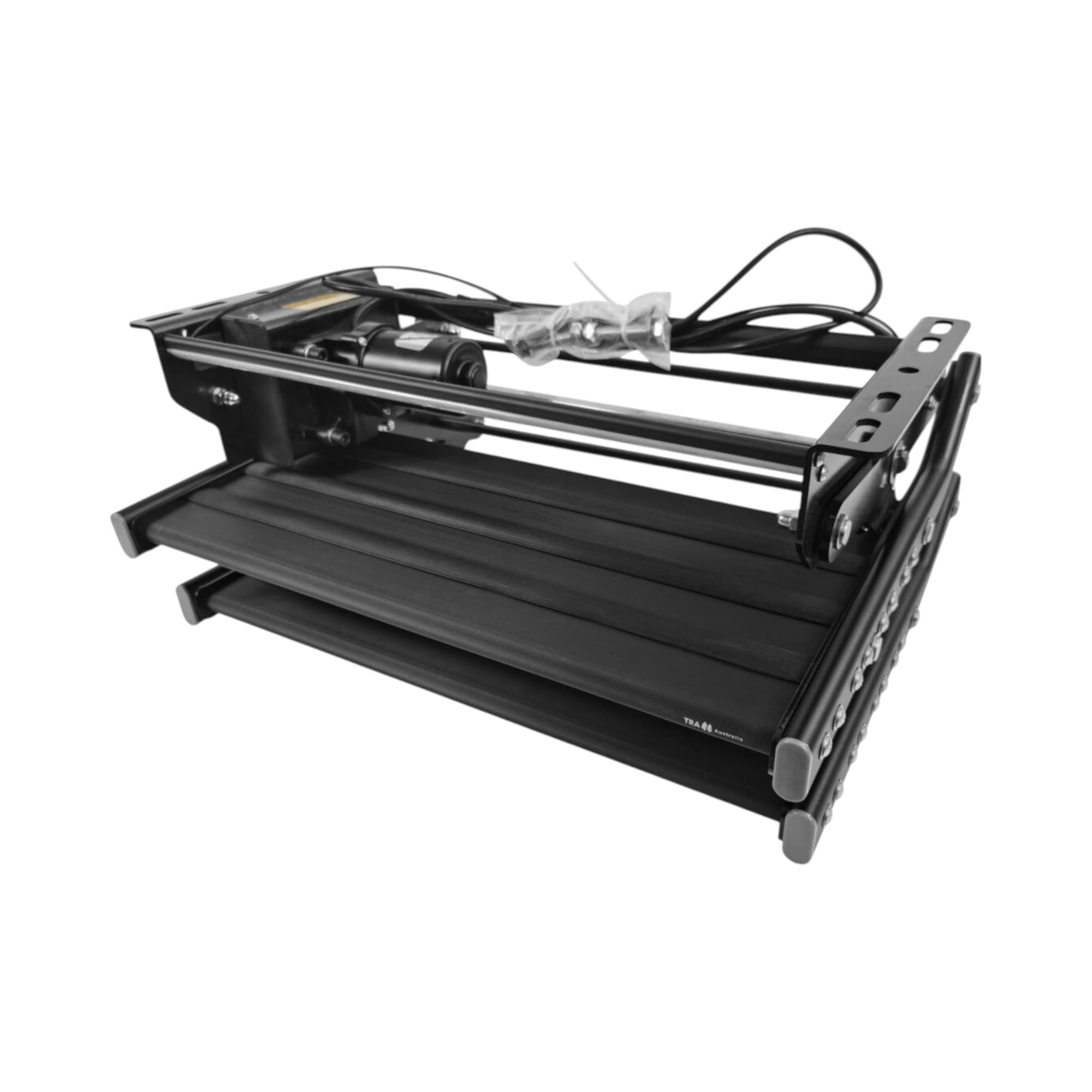Black Double Electric Caravan Step | 12V Motorised RV Step with LED ...