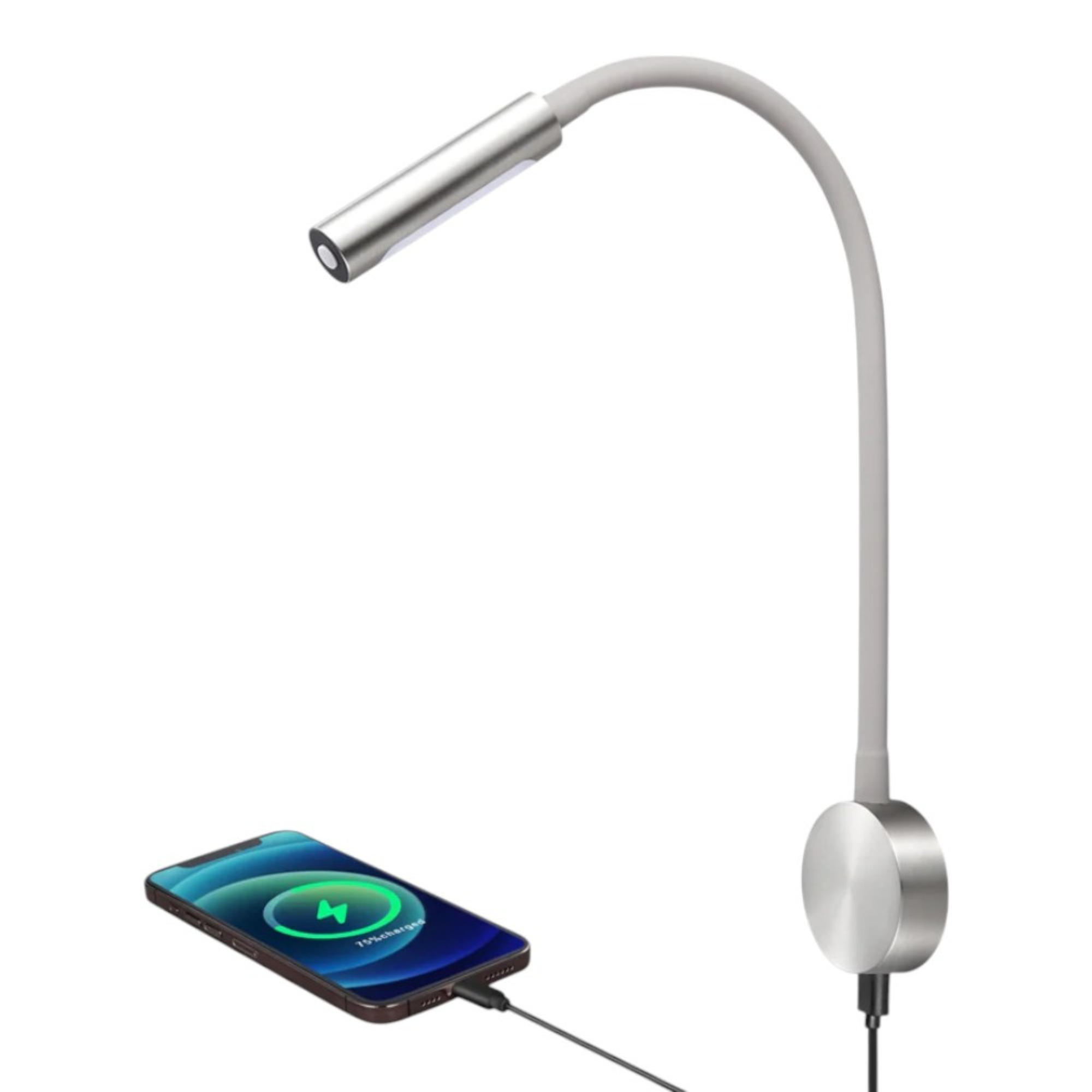 12/24V Wall Reading Gooseneck Light – Dimmable LED Lamp with 18W USB ...