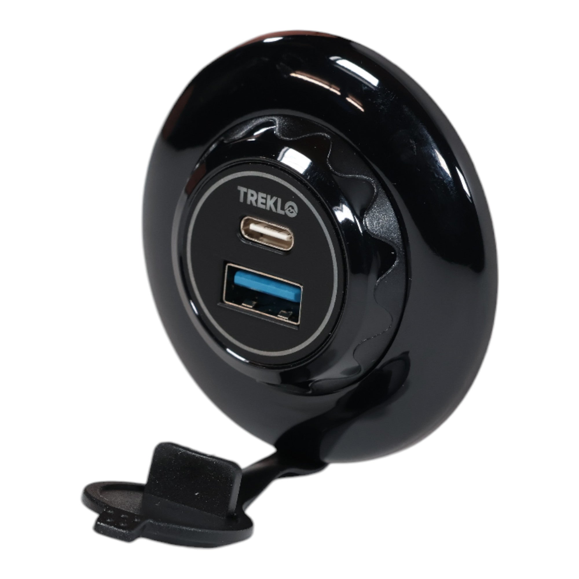 Surface Mount Round Dual USB-A & C – Gloss Black – 12–24V – Campervan ...
