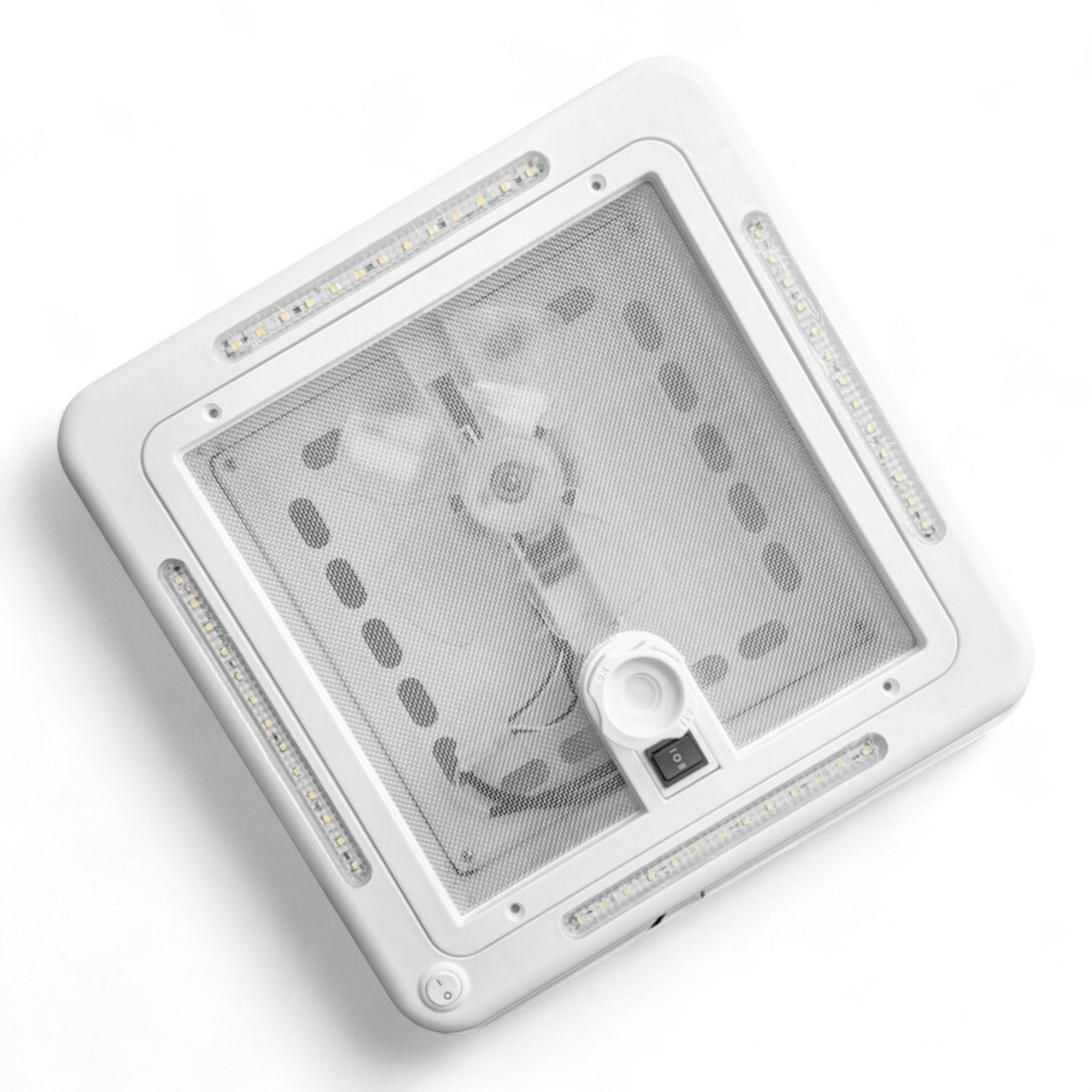 12v Shower Roof Vent with LED Lights | White Lid – Campervan Builders