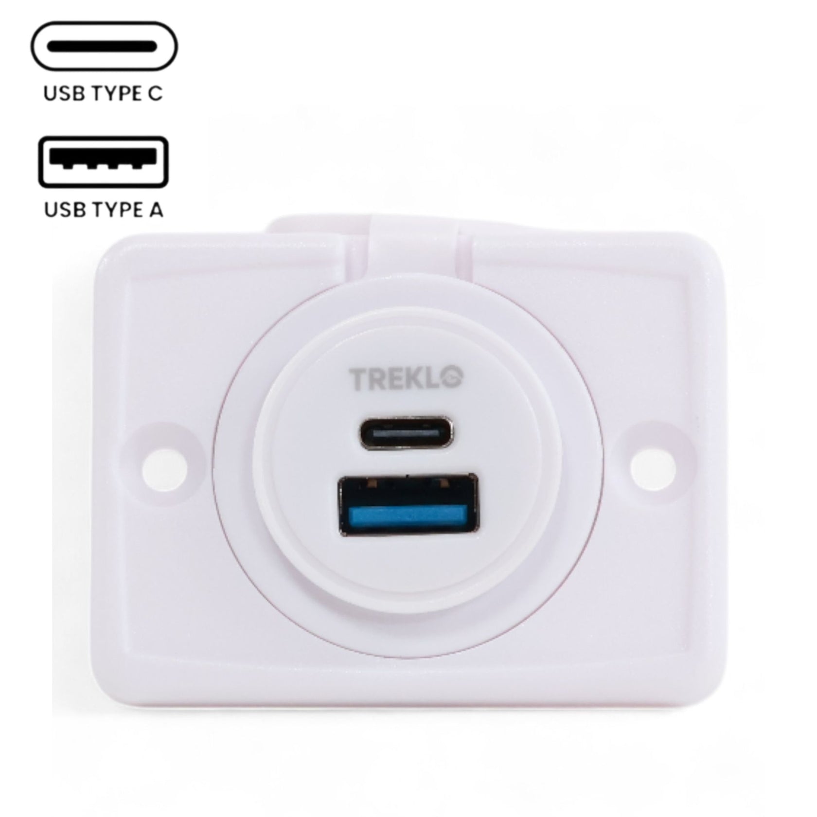White Flush-Mount USB Charger – Caravan, Campervan, Boat 12–24V ...