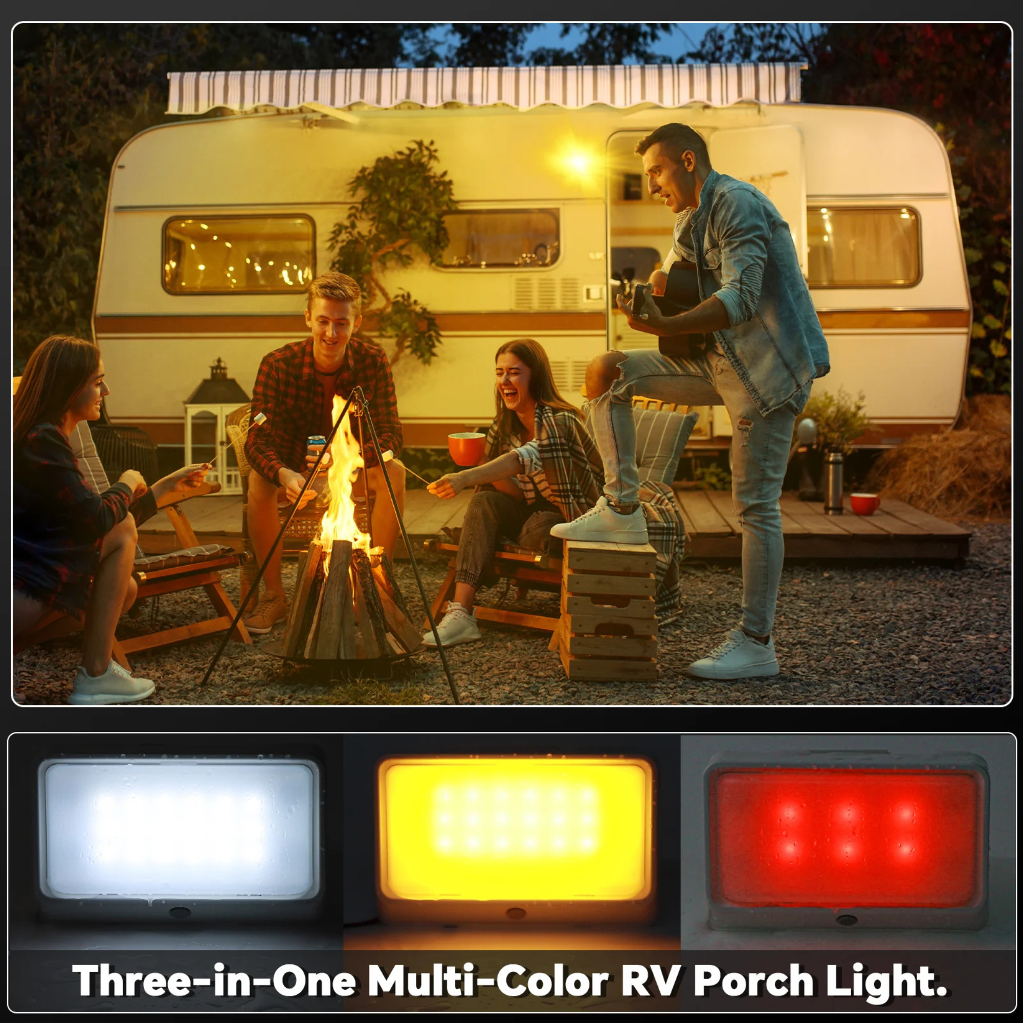 3-Color Caravan Porch Light White 12V – Campervan Builders